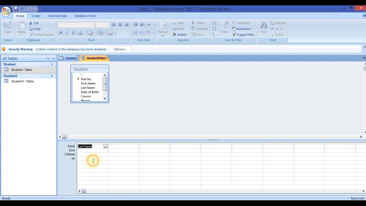 Microsoft Office Access Filter and Advance Filter - YouTube