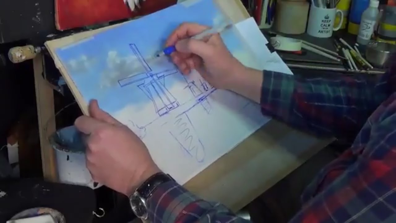 Very Easy!! How To Draw a windmill on tracing paper for beginners ...