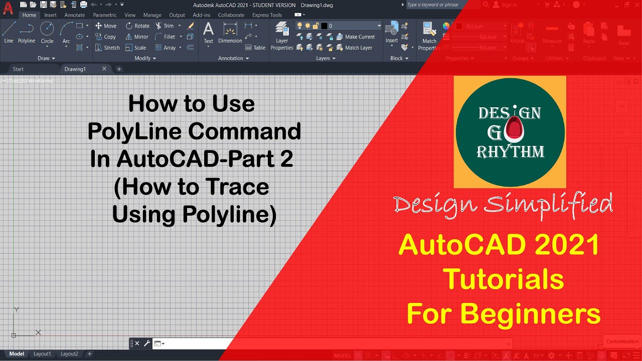 Basics Of Polyline Command In Autocad Part2 Tracing Using Polyline In