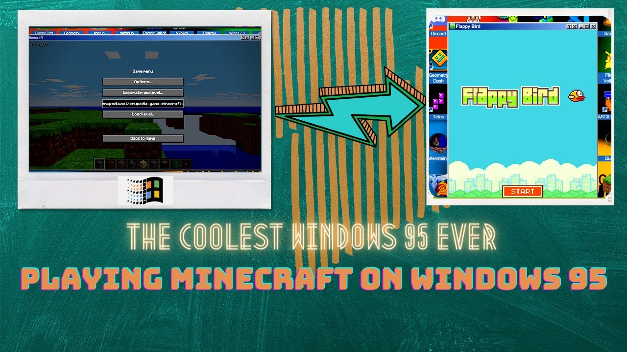 Playing Minecraft on the coolest Windows 95 - YouTube