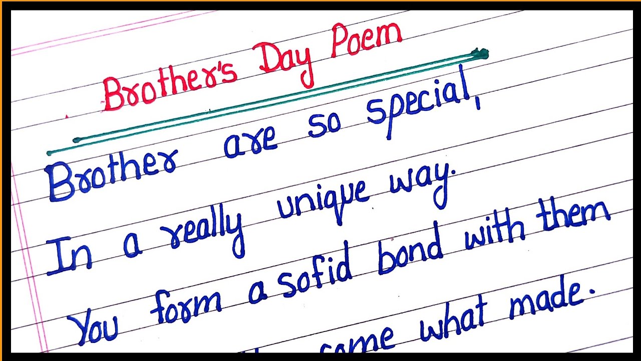 poem on my brother in english_brothers day poem in english - YouTube
