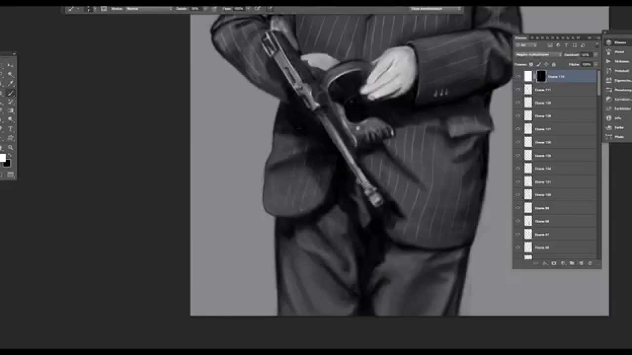 Winston Churchill with a machine gun - Speed Painting - YouTube