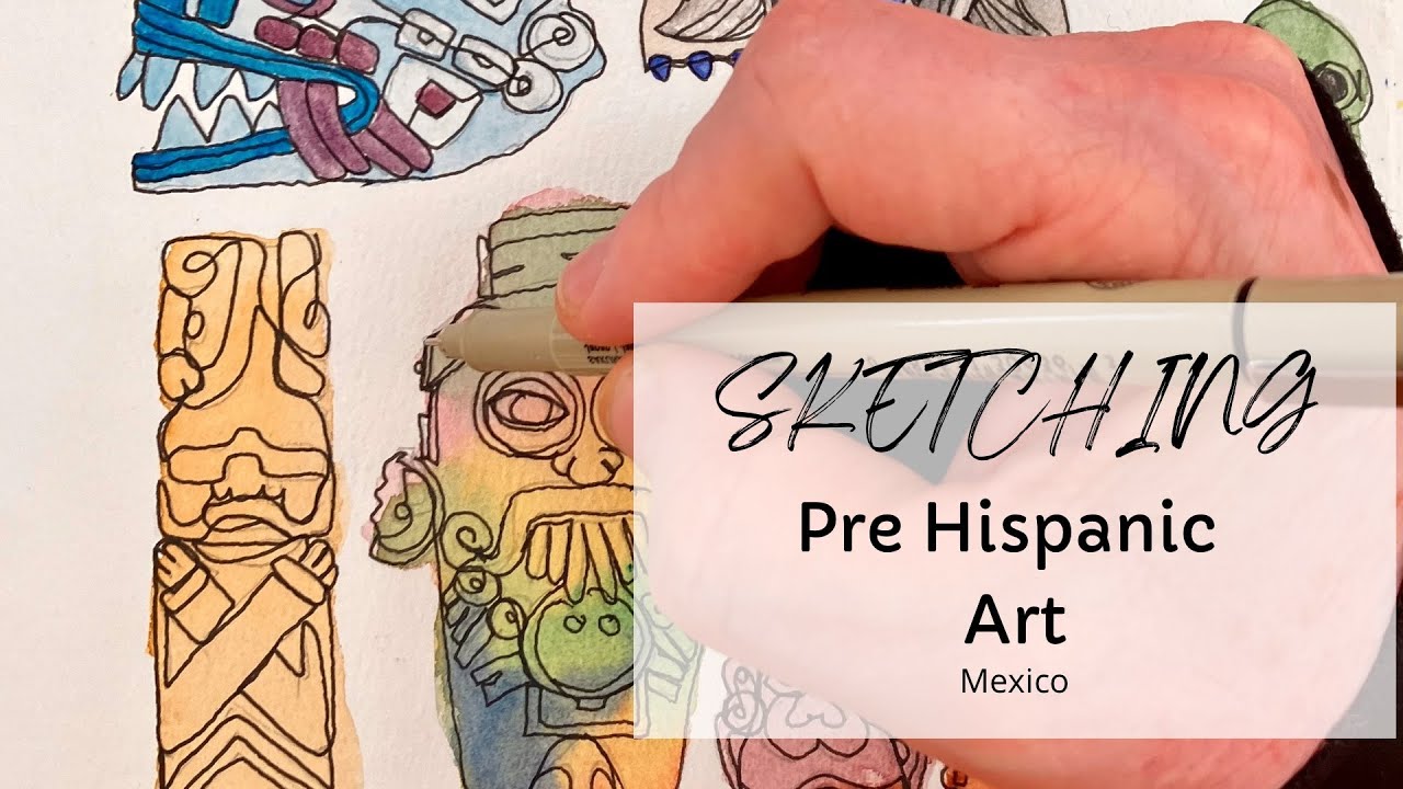 Watercolor and Ink Pen Basics: Ink sketching Pre Hispanic Art - YouTube