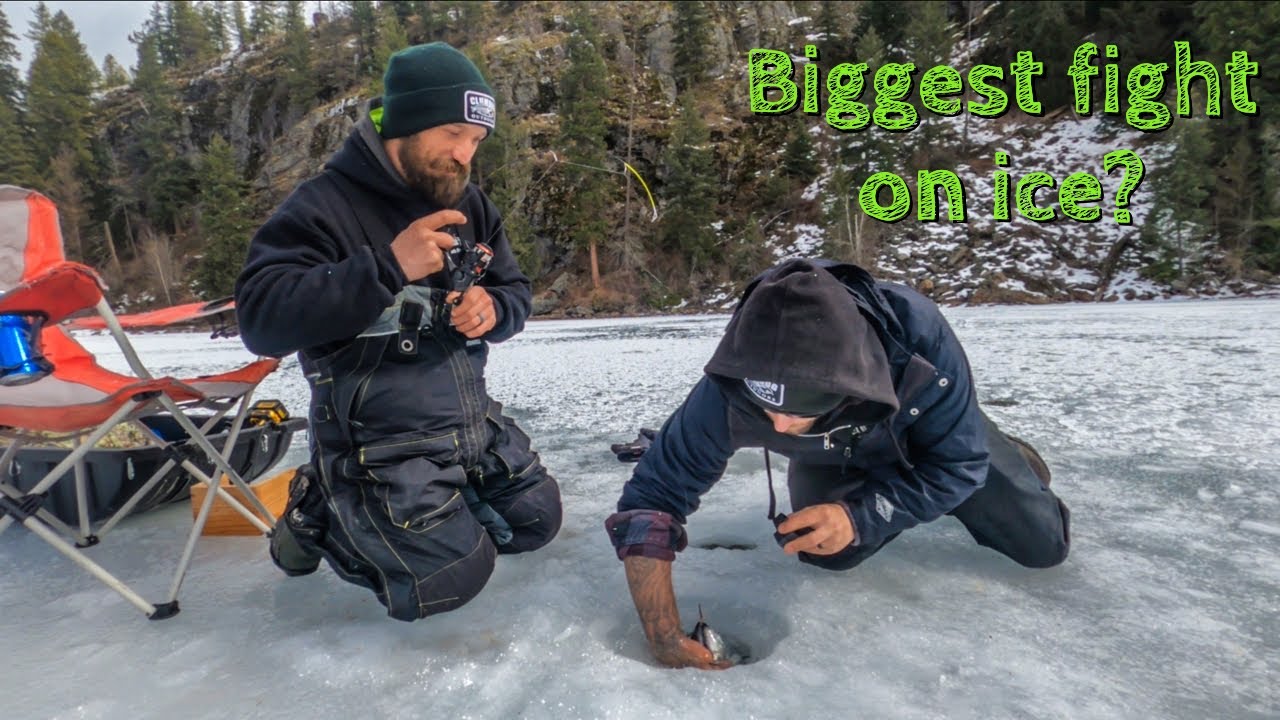 Hardest fight in ice fishing? - YouTube