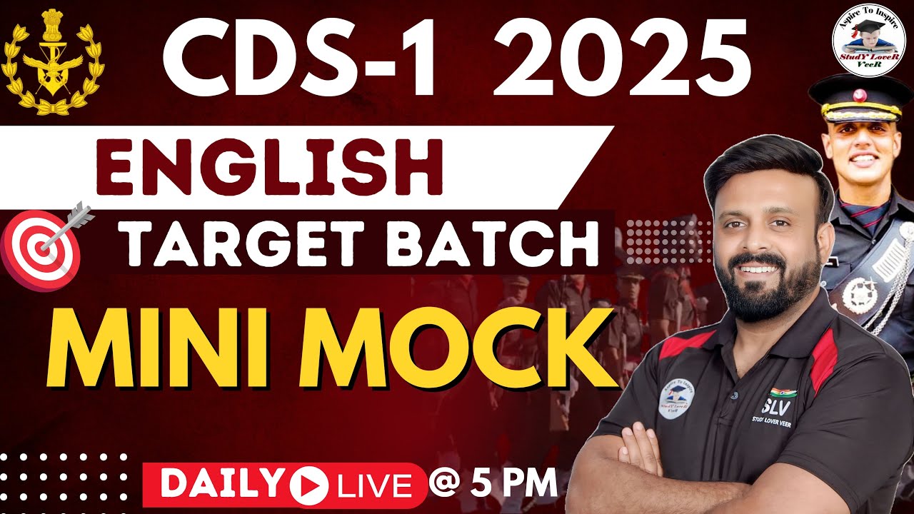 MINI MOCK -1 | Target Batch CDS-1 (2025) | ENGLISH | Free SLV Batch ...