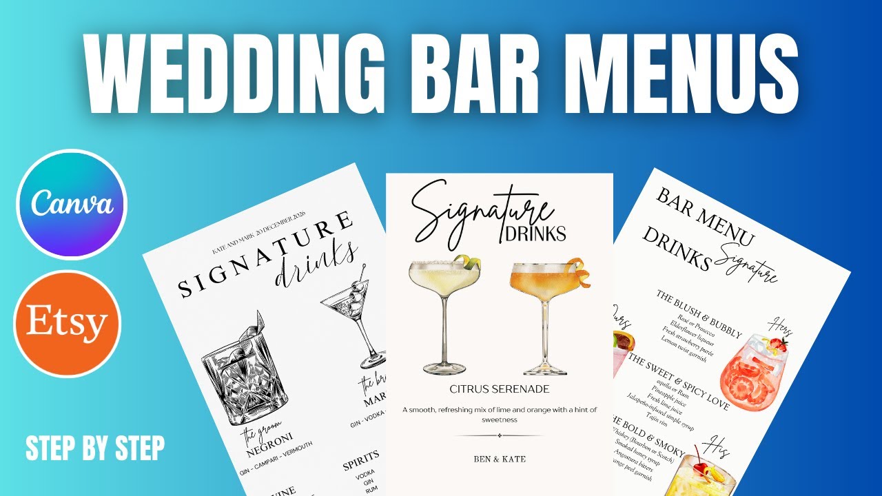 Create AMAZING Wedding Bar Menu Templates With Easy Canva Tutorial ...
