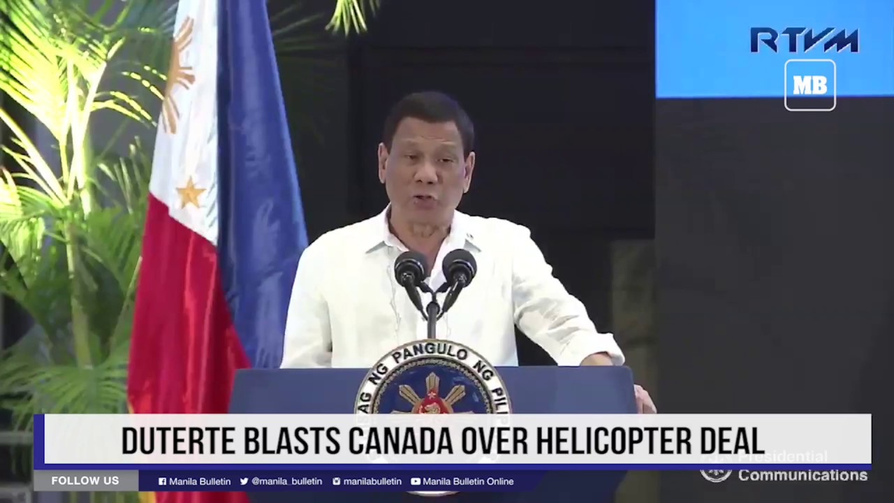 Duterte blasts Canada over helicopter deal - YouTube
