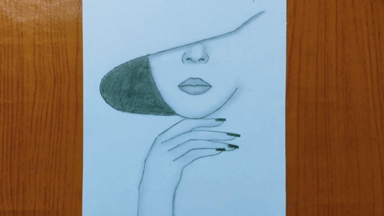 A Girl With Hand Drawing | How To Draw A Girl Hidden Eye | Draw Canvas ...