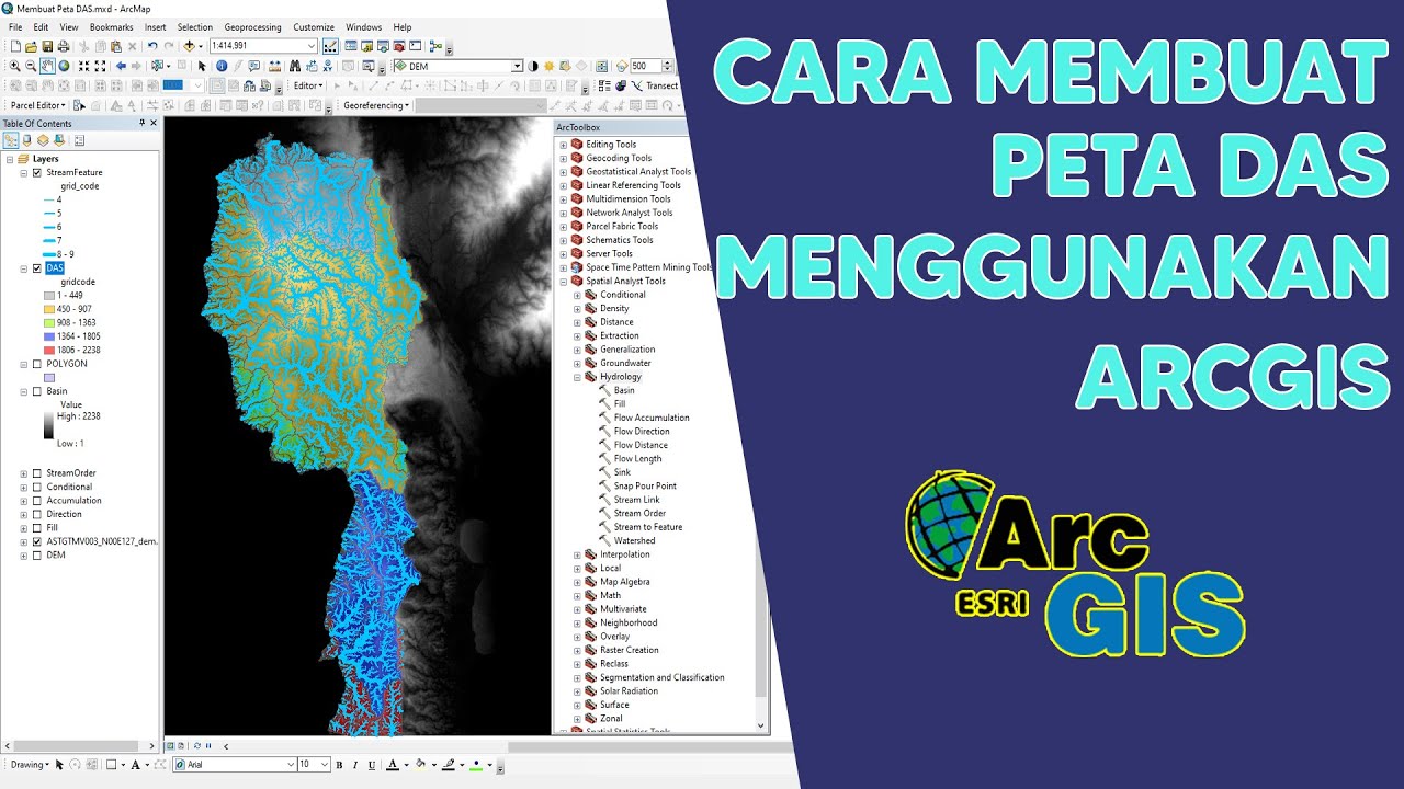 Cara Membuat Peta DAS Dengan ArcGIS - YouTube