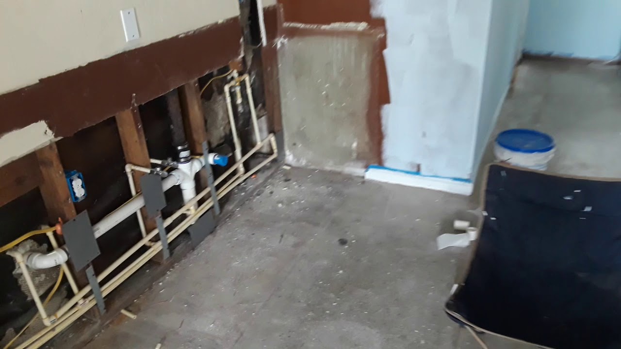 Drywall, cabinets, countertop, sync, day one - YouTube