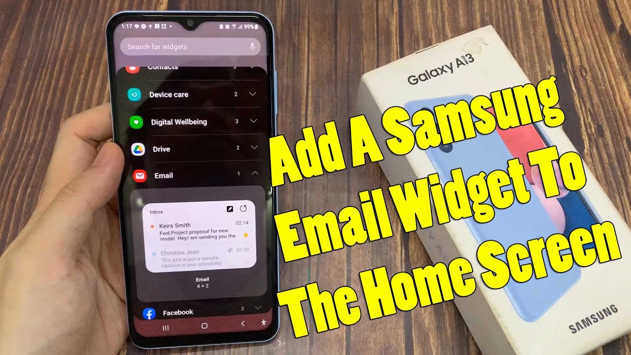 Samsung Galaxy A13: How to Add A Samsung Email Widget To The Home ...