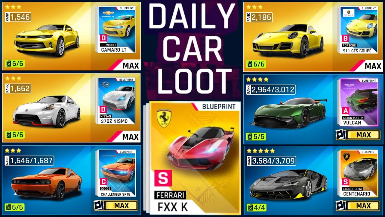 ASPHALT 9 LEGENDS | Daily Car Loot Reward Cars (CAMARO,370Z,SRT8,911 ...