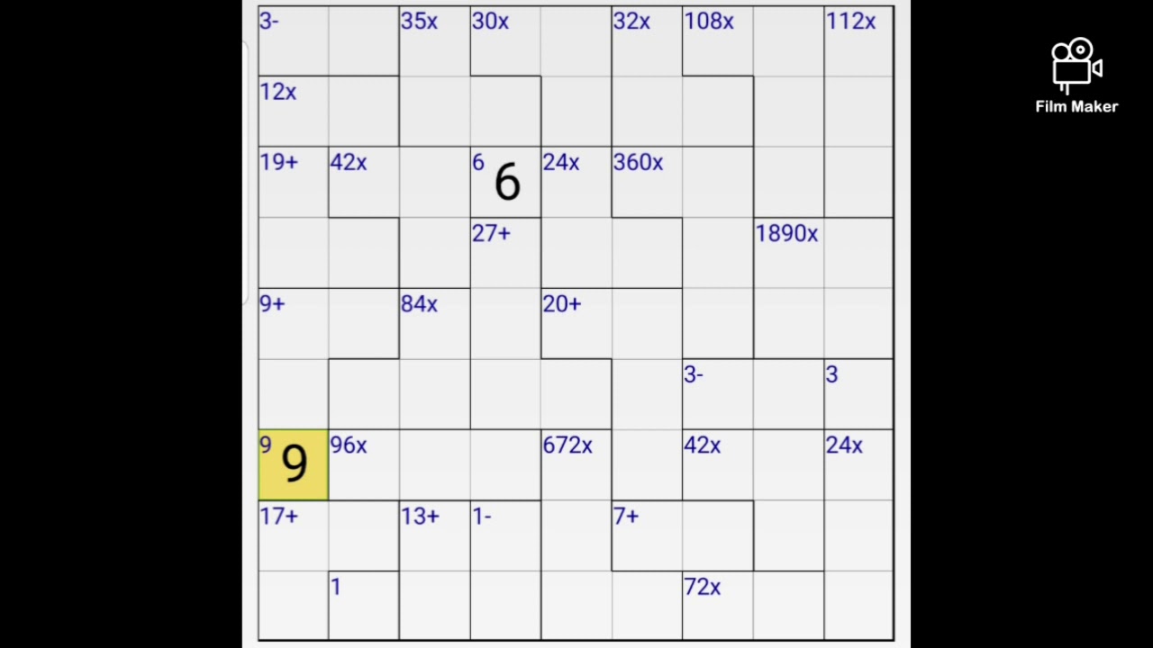 9X9 Mathdoku Solution 3 Jun 20 4pm - YouTube