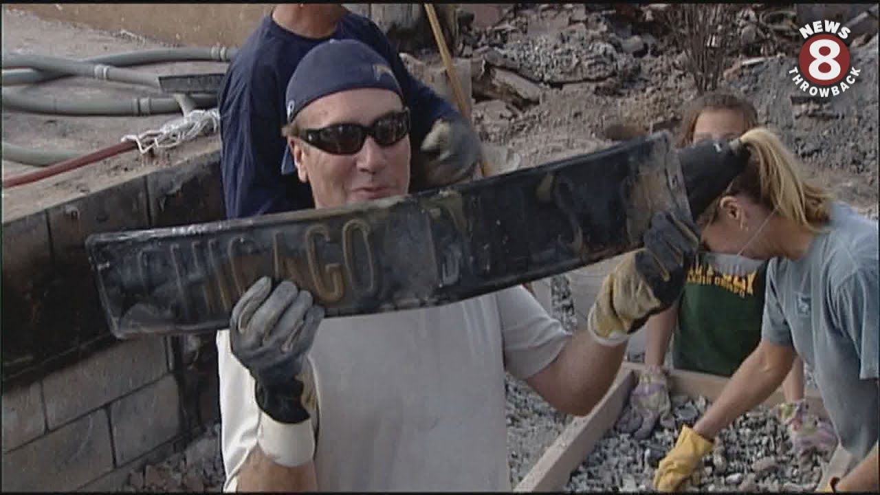 Sifting through the rubble of Larry Himmel's burned home 2007 - YouTube