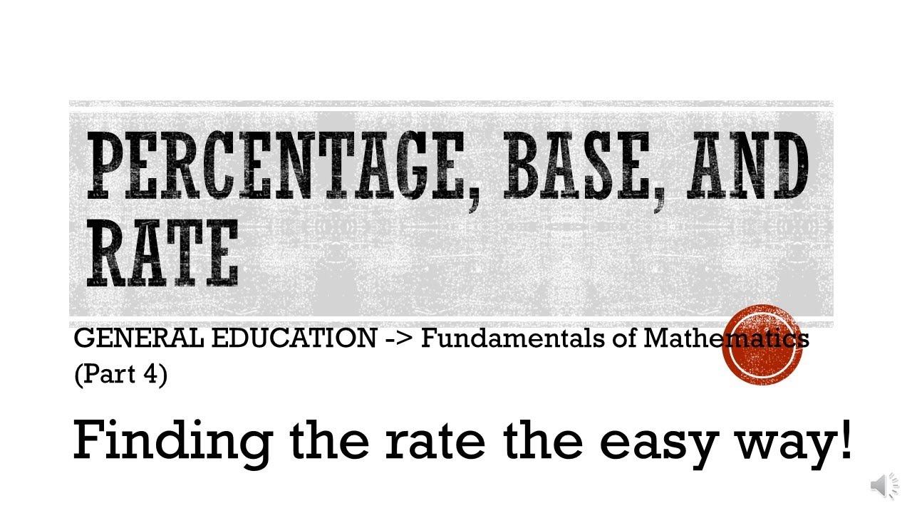 Part 4 | Finding the RATE | Percentage | Base | Rate | Review for LET ...