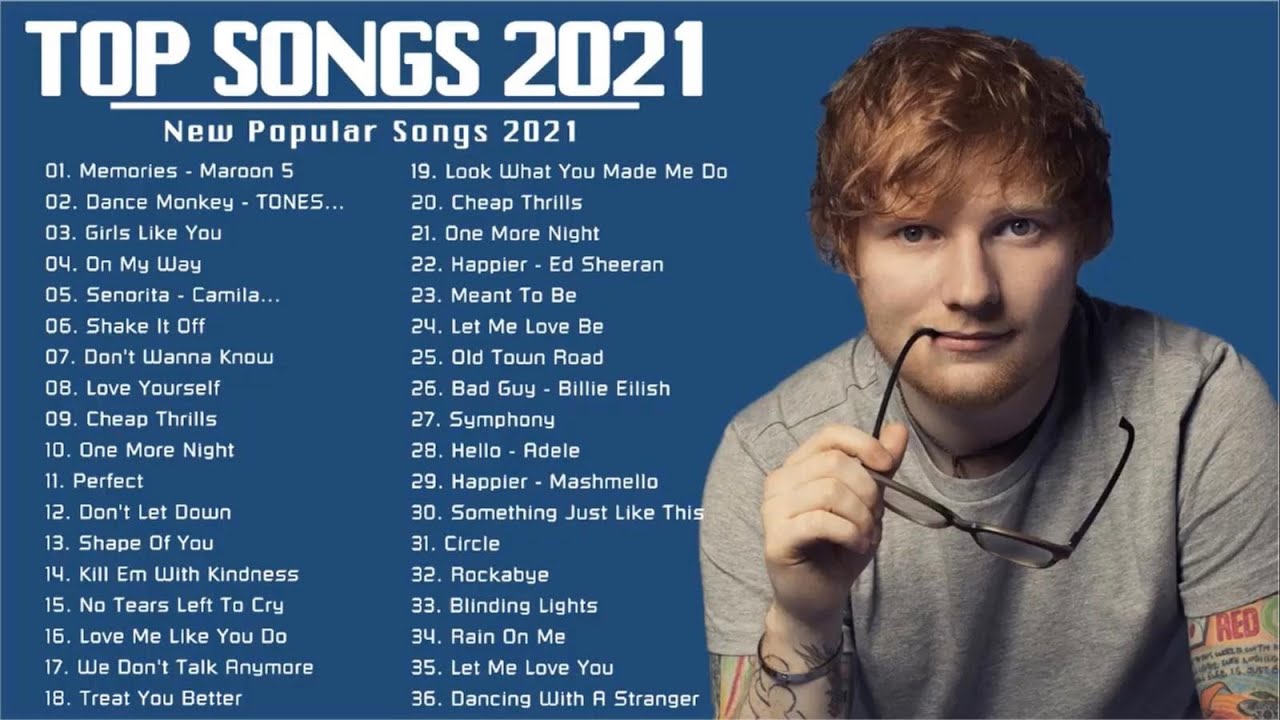 pop hits 2021-Ed sheeran/adele/shawn/mendes/maroon 5/taylor swift/sam ...