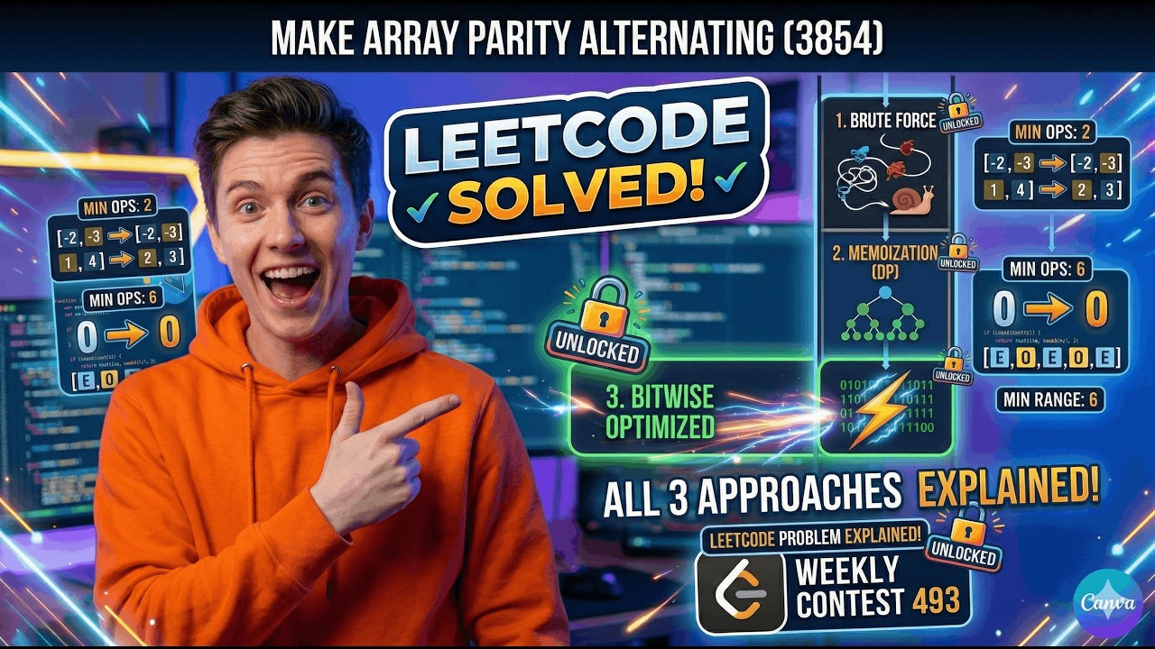 LeetCode 3854: Make Array Parity Alternating | ALL 3 Approaches (Brute ...