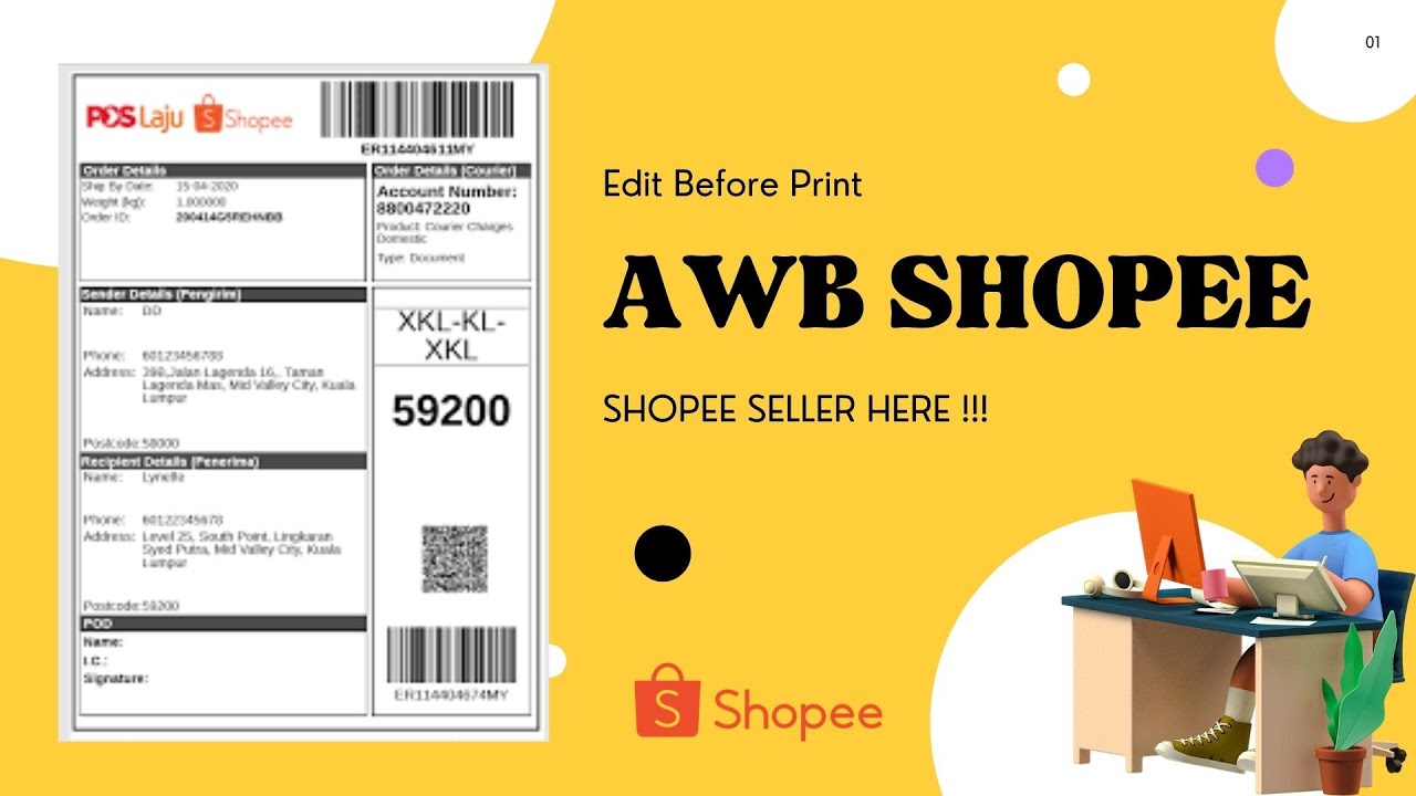 Cara Nak Print Lebih Details Shopee Air Waybill (AWB) - YouTube