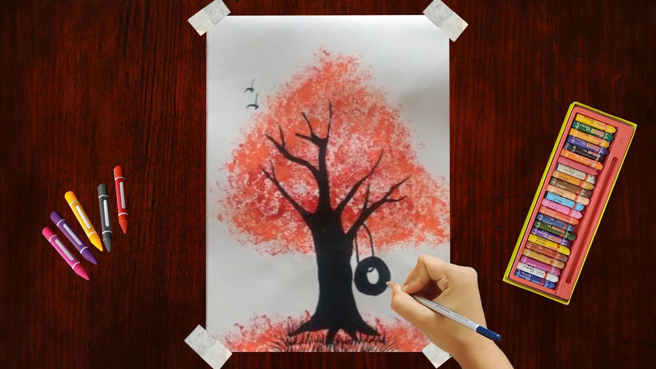 How to draw autumn tree in easy way | Draw in just 2 simple steps | Art ...