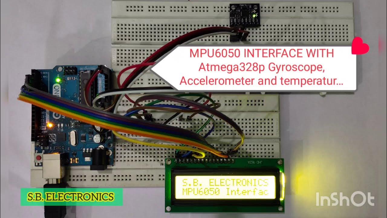 Gyroscope, Accelerometer and temperature sensor MPU6050 using ATmega 328p - YouTube