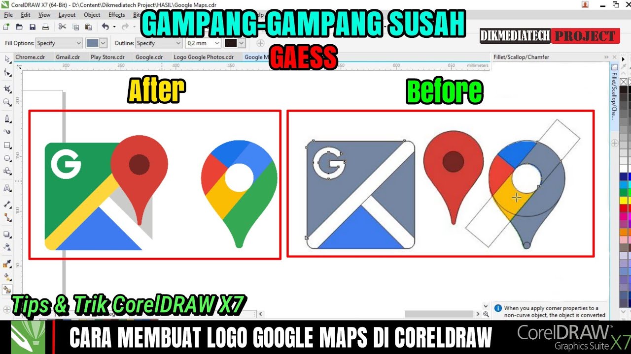 CARA MEMBUAT LOGO GOOGLE MAPS DI CORELDRAW TERBARU || DIKMEDIATECH ...