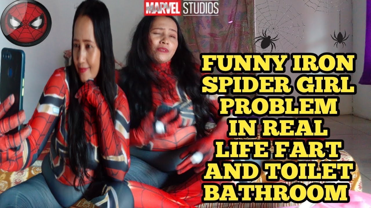 Funny Iron Spider Girl Problem In Real Life Fart And And Toilet ...