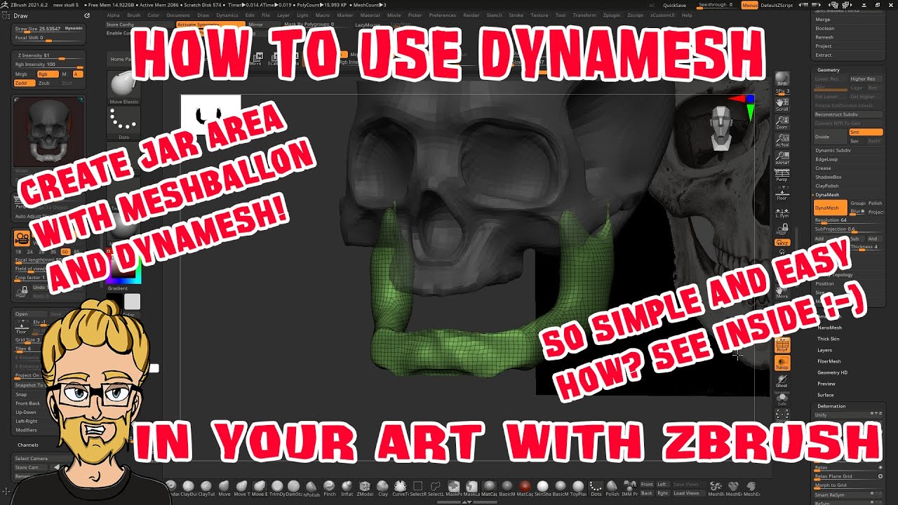 How to use Dynamesh in your Art in ZBrush - creating a Jar area using ...