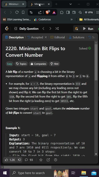 2220 Minimum Bit Flips To Convert Number Xor Editorial Leetcode