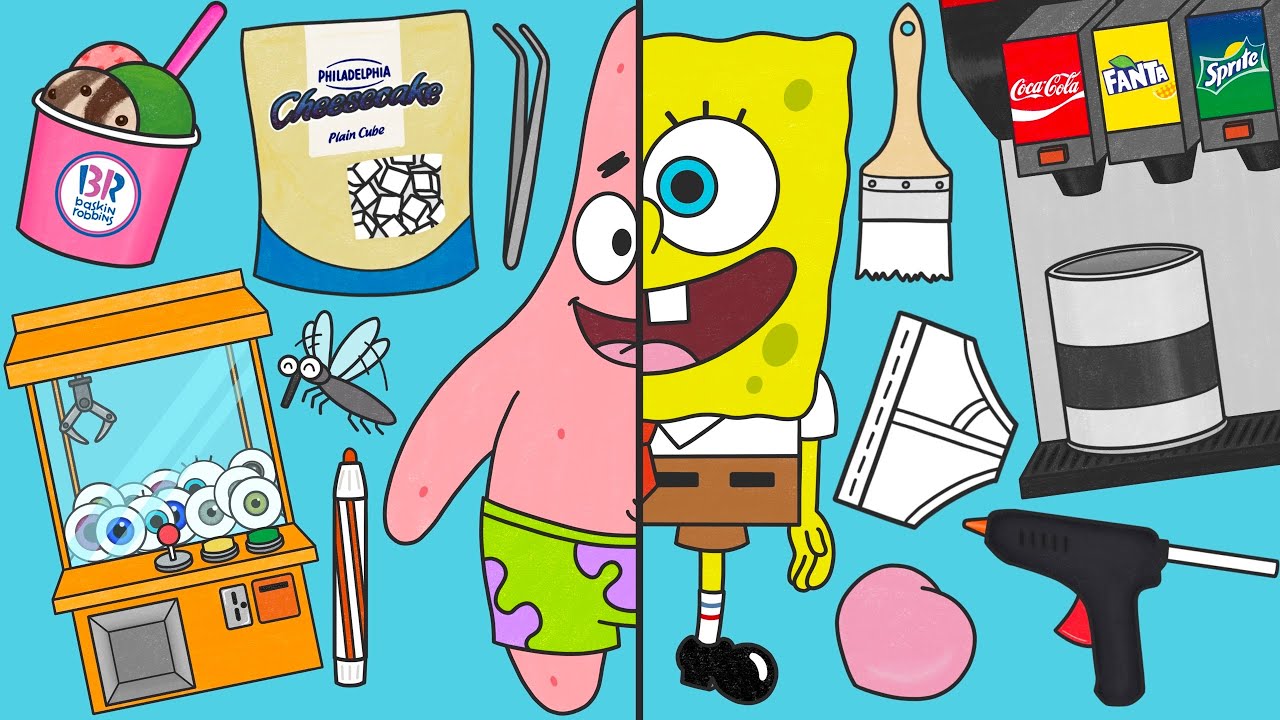 스폰지밥 뚱이 인형 성형하기 스톱모션 SpongeBob Patrick Star Doll Cosmetic surgery ...