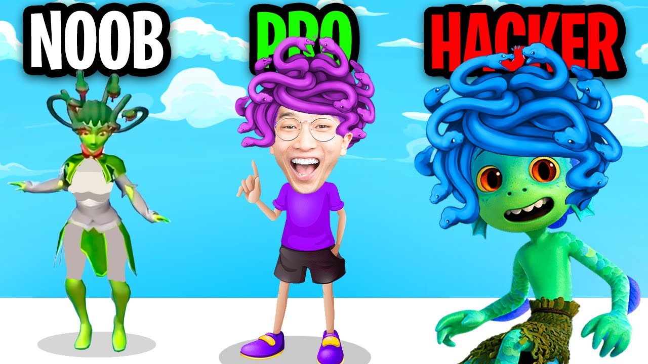 NOOB vs PRO vs HACKER In MEDUSA RUNNER 3D! (ALL LEVELS!) - YouTube