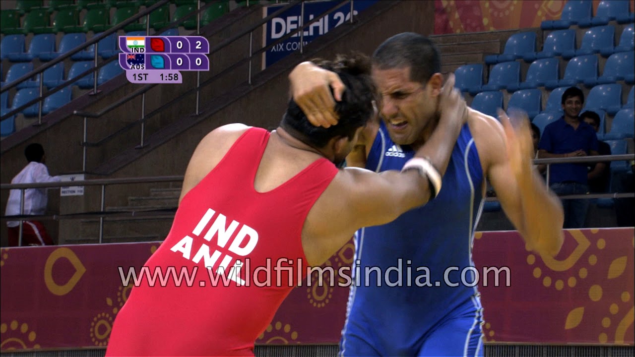 Wrestler Anil Kumar of India wins gold at Commonwealth Games 2010 - YouTube