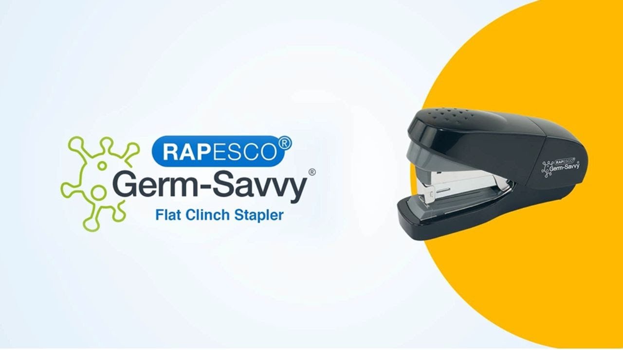 Rapesco Germ-Savvy® ECO Less Effort Flat Clinch Stapler - YouTube