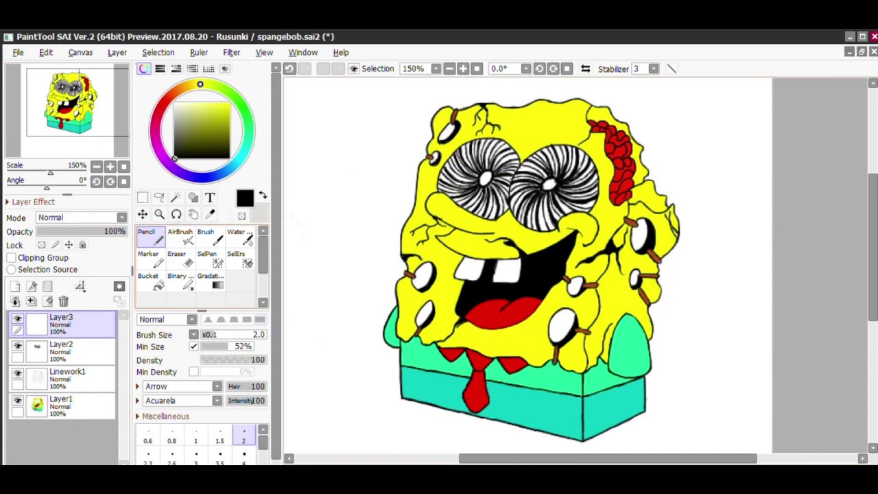 Zombie Spongebob - speed drawing / digital painting - YouTube