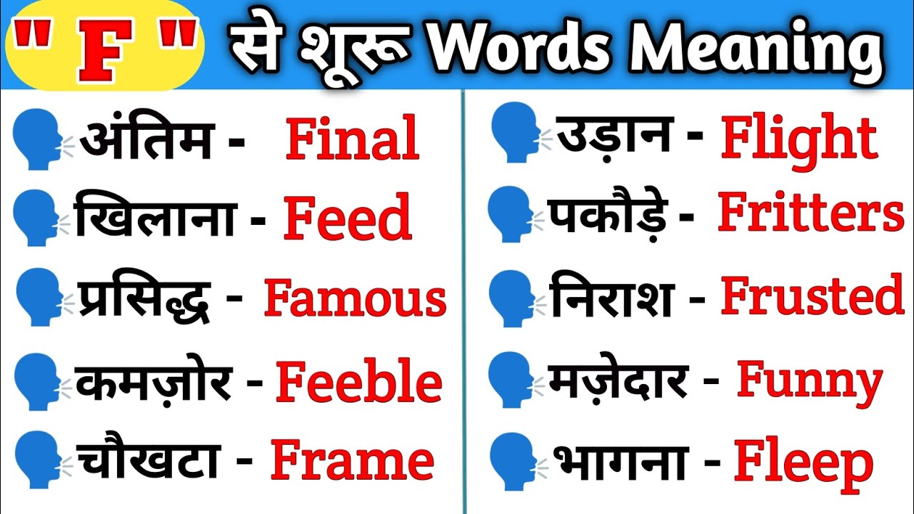 Words starting with Letter F | Words starting with f | Basic words ...