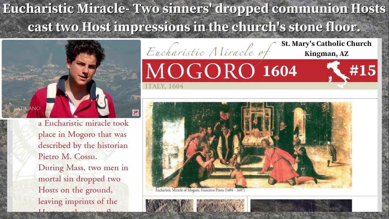 EUCHARISTIC MIRACLE - MOGORO ITALY 1604 - Two sinners spit out burning ...