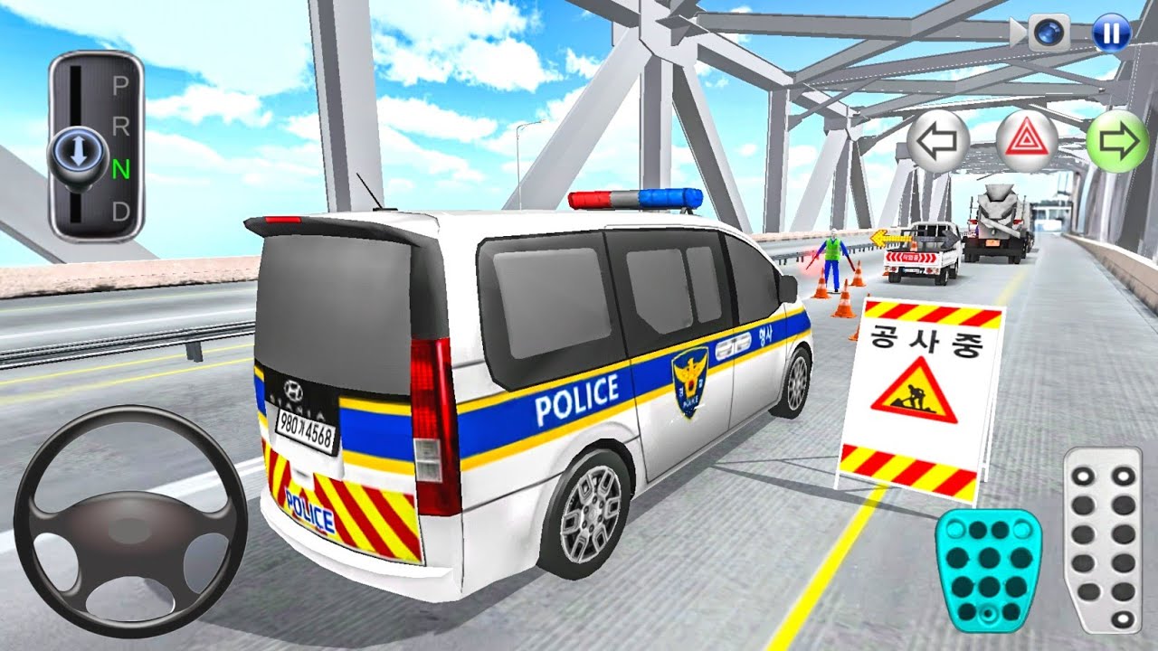 New Police Van Hyundai Staria in Highway Road Construction Site - 3D ...