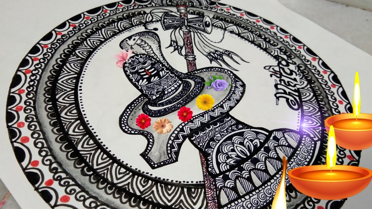 Draw doodle Art of Lord Shiva | Mandala art of Shivji | शिवलिंग Drawing ...