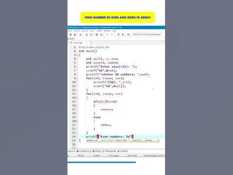 C Find number of even and odd numbers in array #fyp #shorts #c #cpp #cprogramming #fypシ #viral # ...