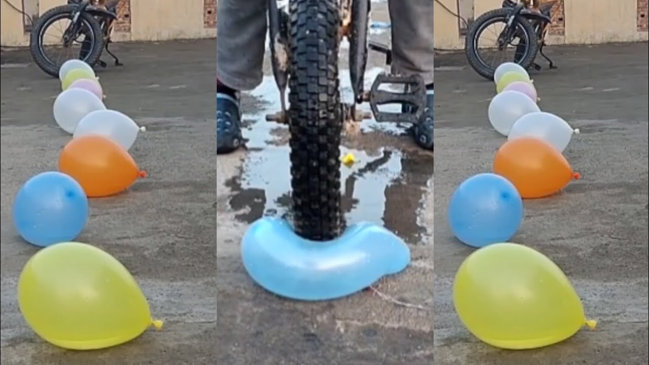 Break water balloon different colours balloon break by cycle # ...