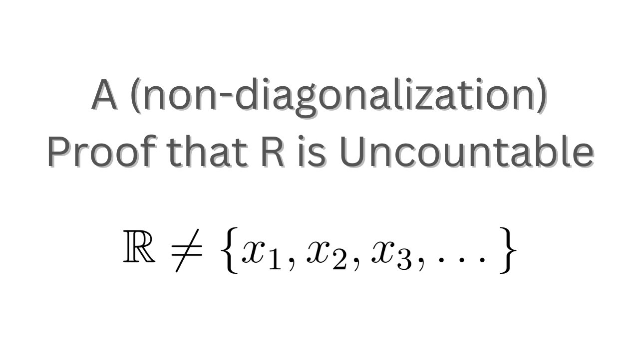 R is Uncountable (not by Diagonalization) - YouTube