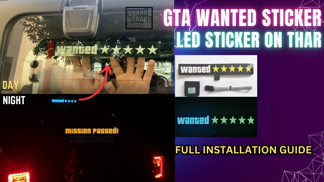 GTA Style Led Sticker | Gta 5 Star Led Light Sticker Full Installation ...