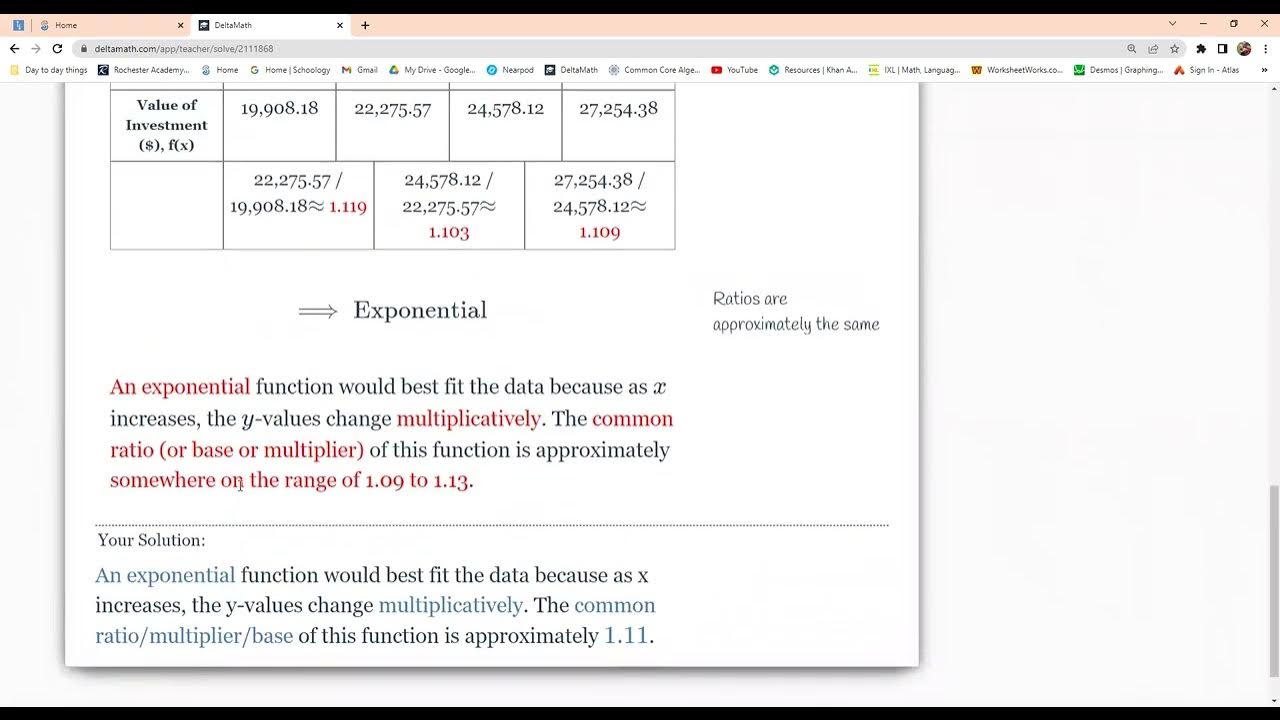 Linear vs Exponential Models Delta Math - YouTube