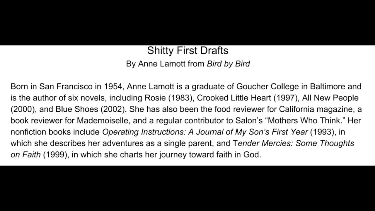 Shitty First Drafts - YouTube