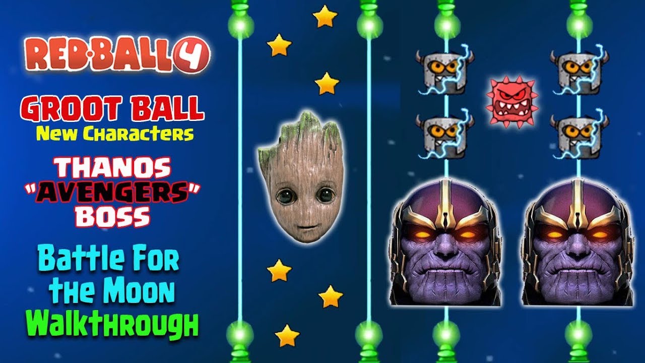 Red Ball 4 - Groot Ball Fights with Thanos Boss In Battle For The Moon ...
