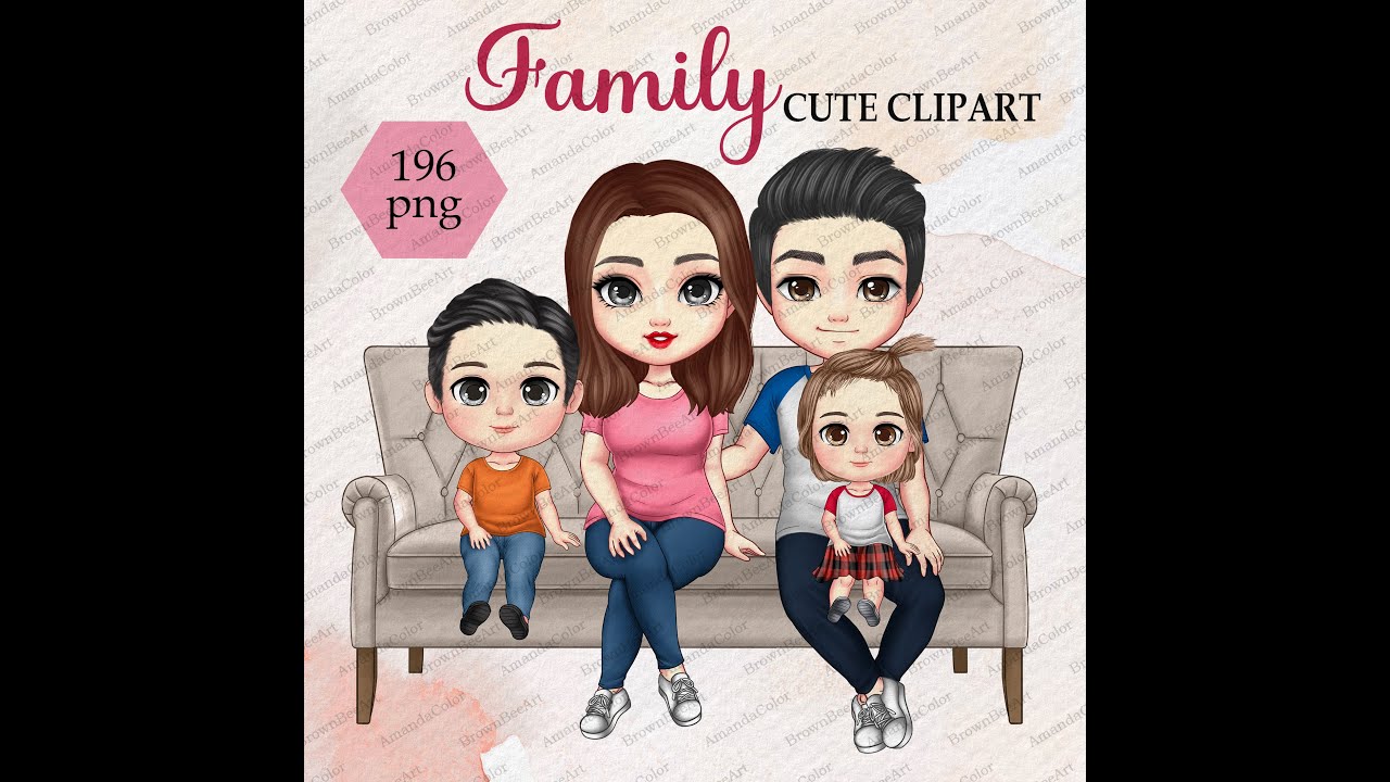 CUTE CLIPART, Family , Chibi clipart - YouTube