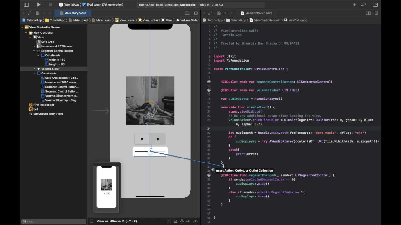 Volume UISlider for Music Player App with AVAudioPlayer | iOS App Development on Xcode 12 ...