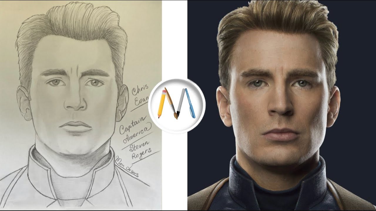 CAPTAIN AMERICA (Steve Rogers) drawing step by step / How to draw CHRIS ...