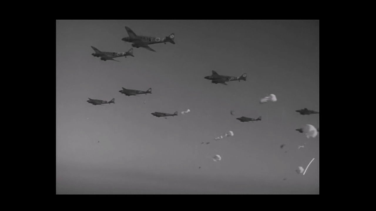 Nakajima Ki-34 escorted by Ki-43 Oscar dropping Japanese paratroopers ...