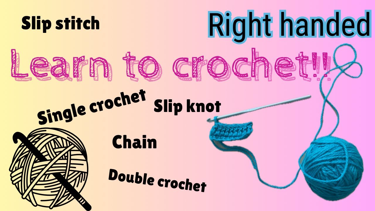 Learn to Crochet : Slip knot, chain, single crochet , double and slip ...