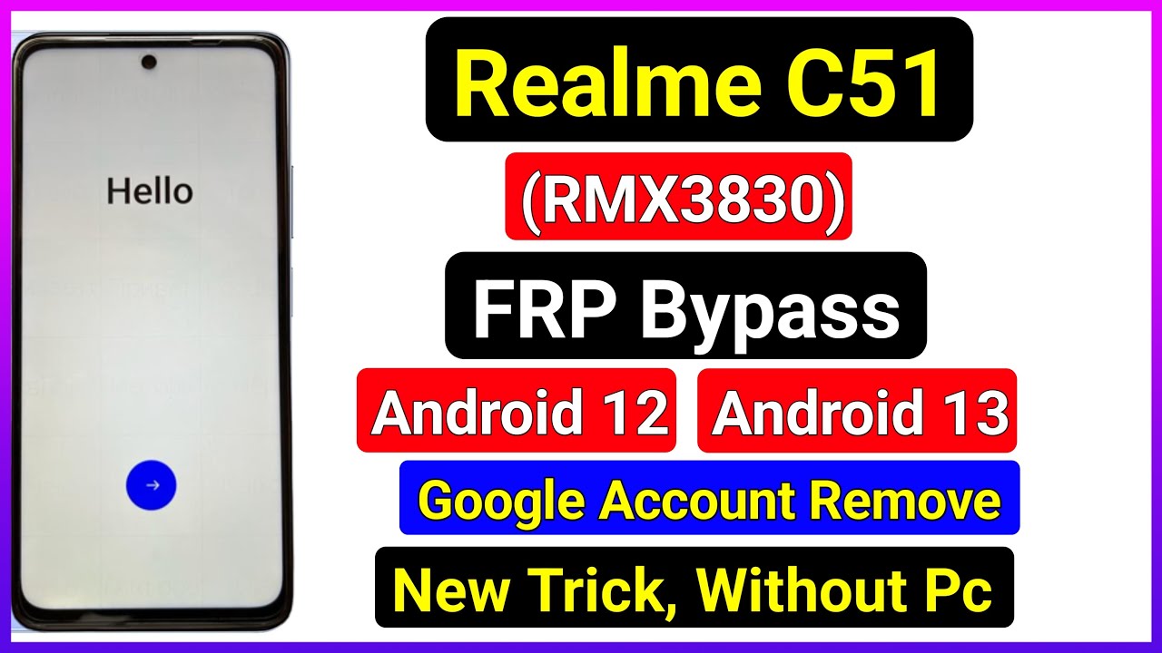 realme c51 frp bypass android 13 | new trick | realme rmx3830 google ...